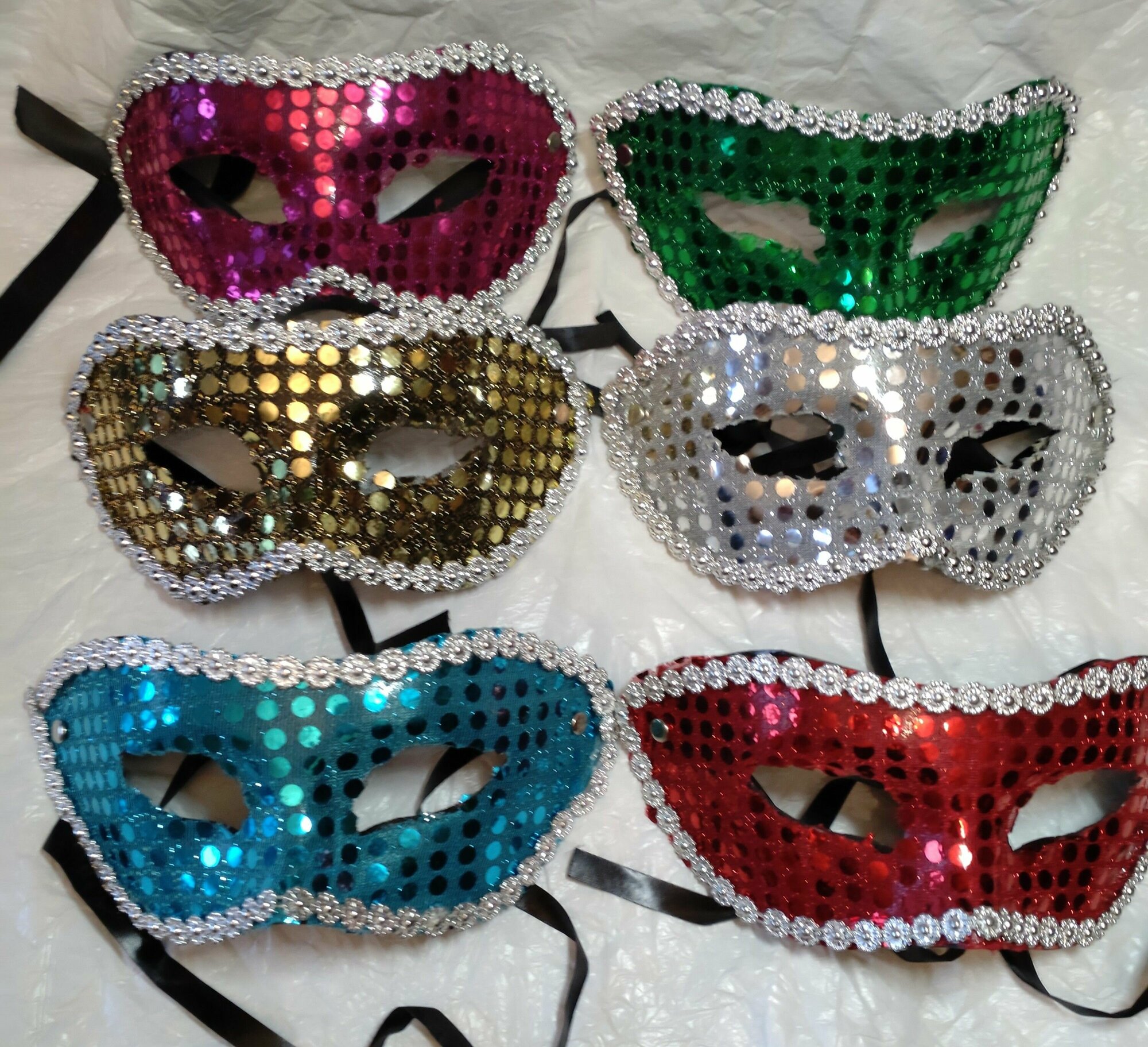 Карнавальная венецианская маска с кружевами . Комплект 6 шт.