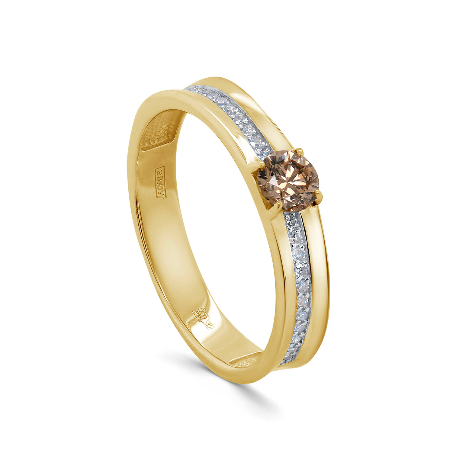 Кольцо, желтое золото, 585 проба, бриллиант