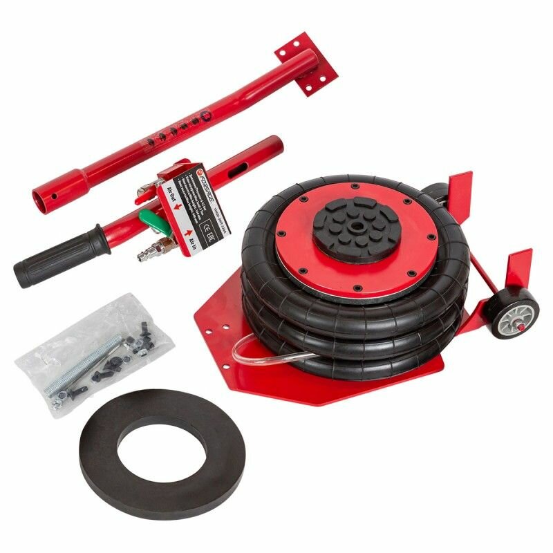 Домкрат подкатной пневматический 5т(6-12bar, h min 144мм, h max 440мм, 3 подушки, диаметр 320мм)