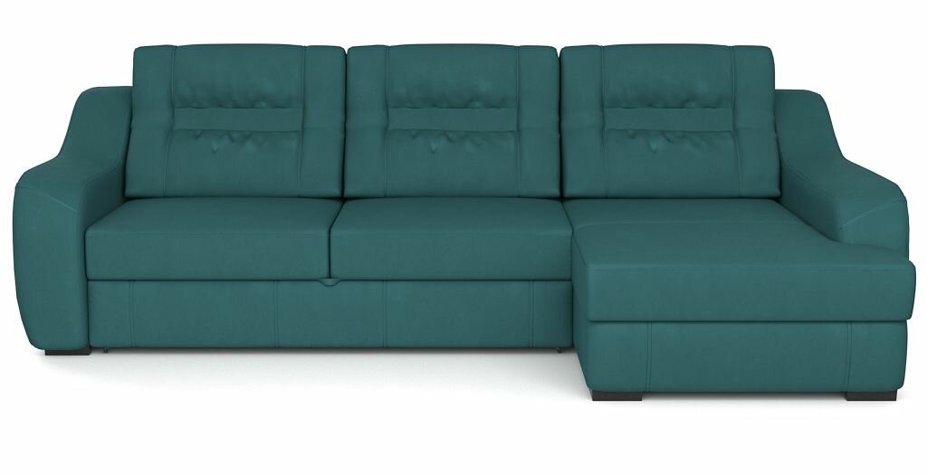 Угловой диван-кровать, раскладной, высоковыкатной, PUSHE Ройс, правый угол, зеленый Formula 697