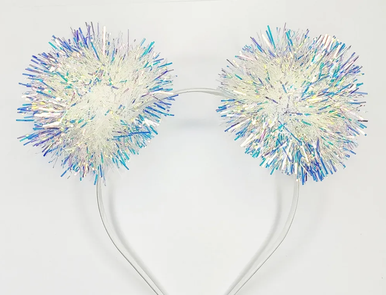 Ободок OllyShop "Шарики", новогодний, с мишурой, белый