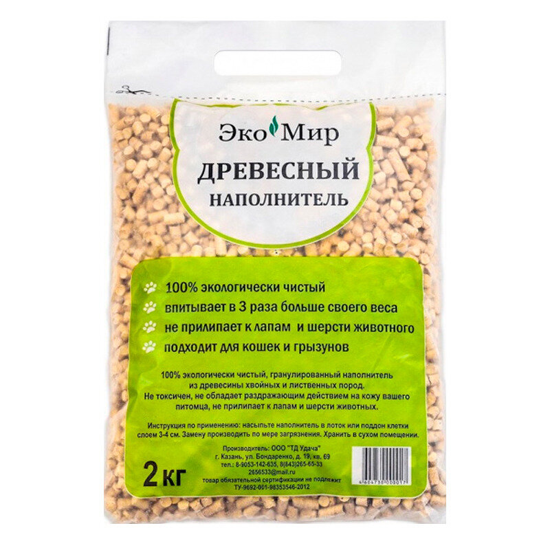 Экомир Древесный Наполнитель для туалета 2кг