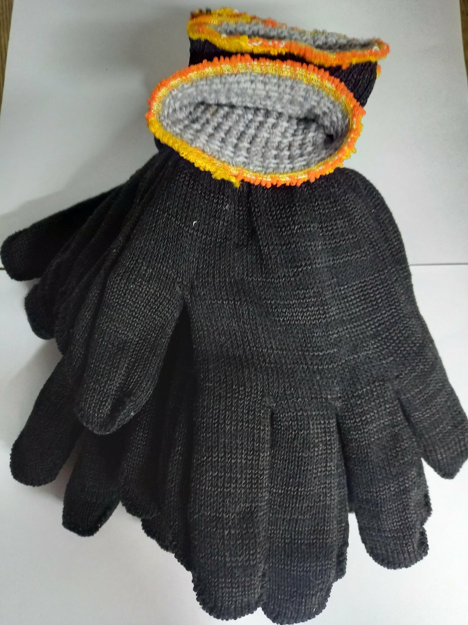 Перчатки двойные утепленные без покрытия для хозяйственных работ, 5 пар