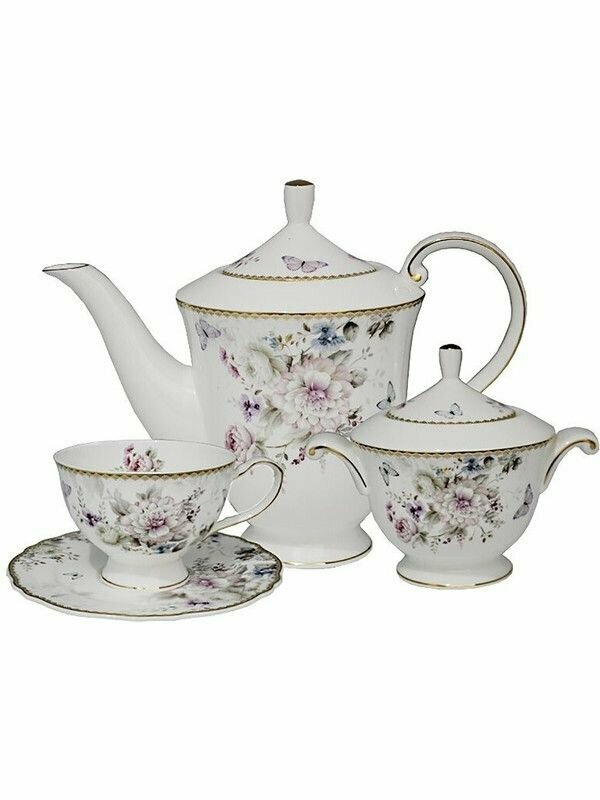 Чайный сервиз Lenardi "Хризантемы", фарфор, 14 предметов