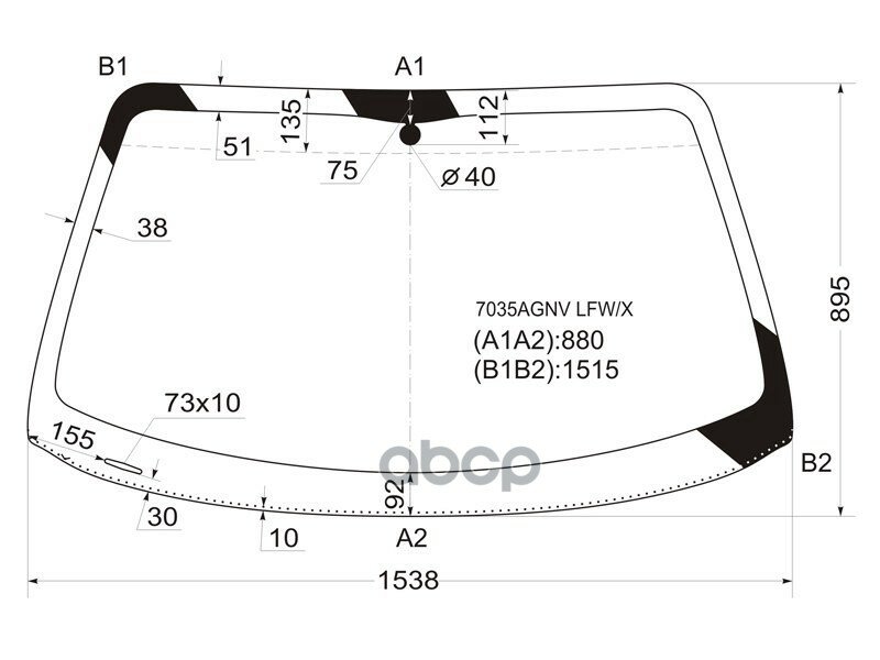 Стекло лобовое Rover 75 99-05 XYG арт. 7035AGNV LFW/X