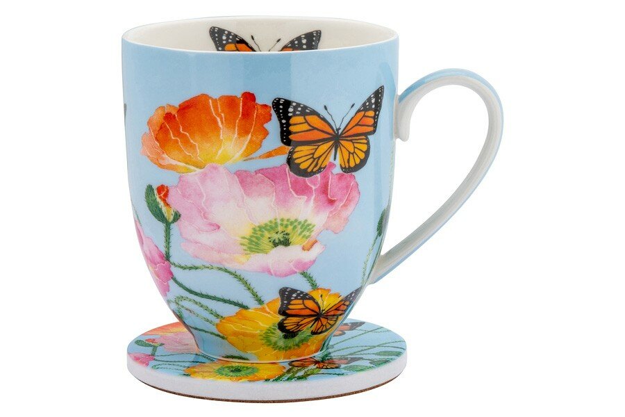 Кружка с подставкой Маки, 0,4 л (Maxwell&Williams, Китай)