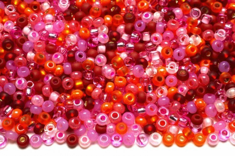 Бисер чешский PRECIOSA Микс #018, оттенок красно-розовый, 50г