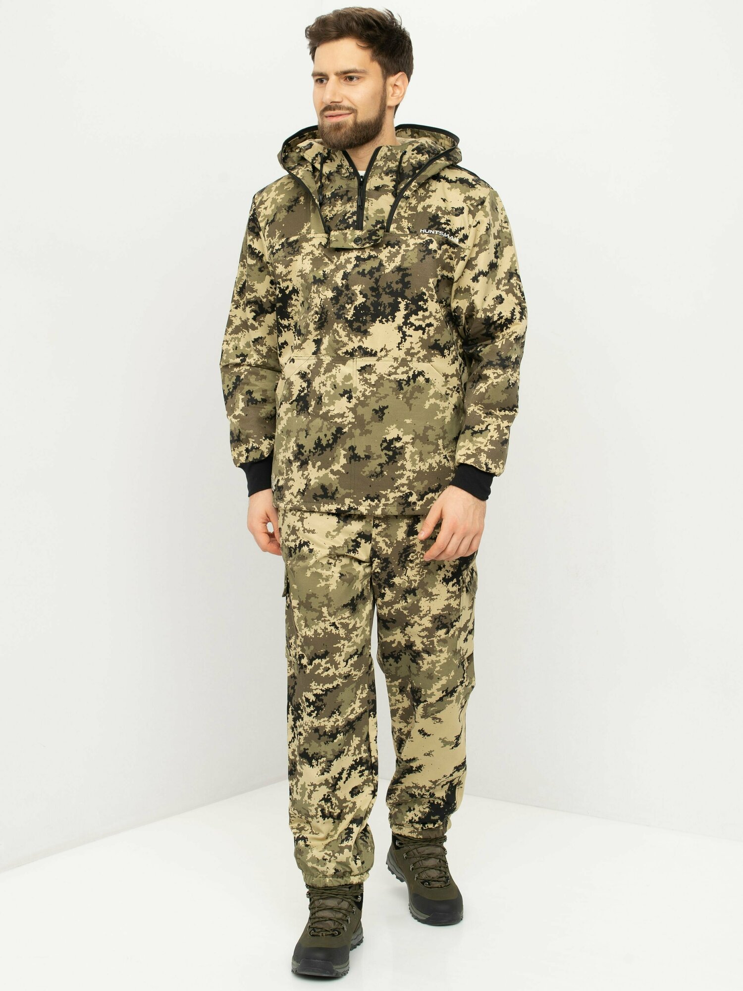 Костюм тактический мужской летний Huntsman Антигнус Эконом камуфляжный антимоскитный, ткань смесовая, цвет Чаща (р.44-46/170-176)