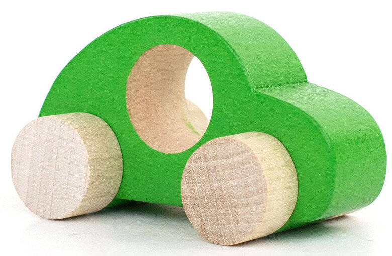 Деревянная фигурка-каталка Томик "Машинка" зелёная, развивающая игрушка для малышей