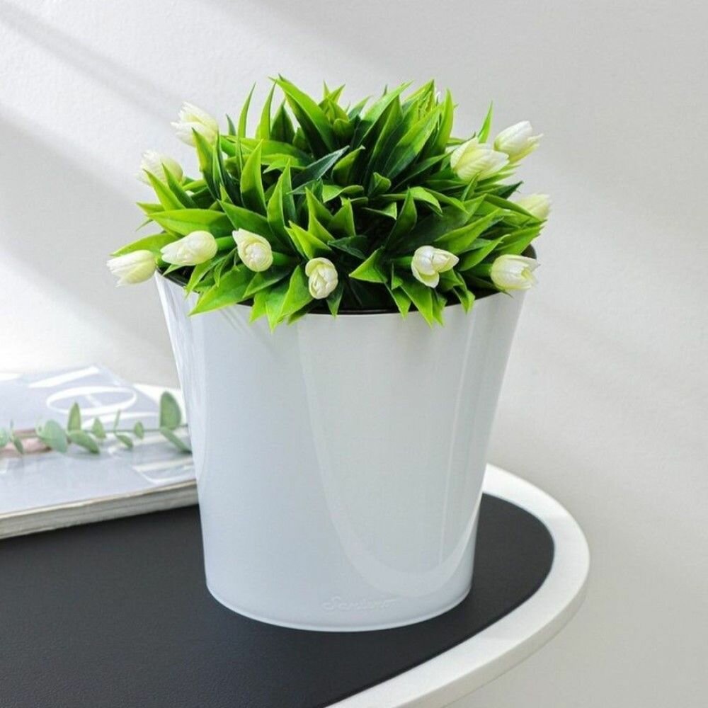 Кашпо для орхидей пластиковое бело-черное d11 см h9,7 см 0,6 л