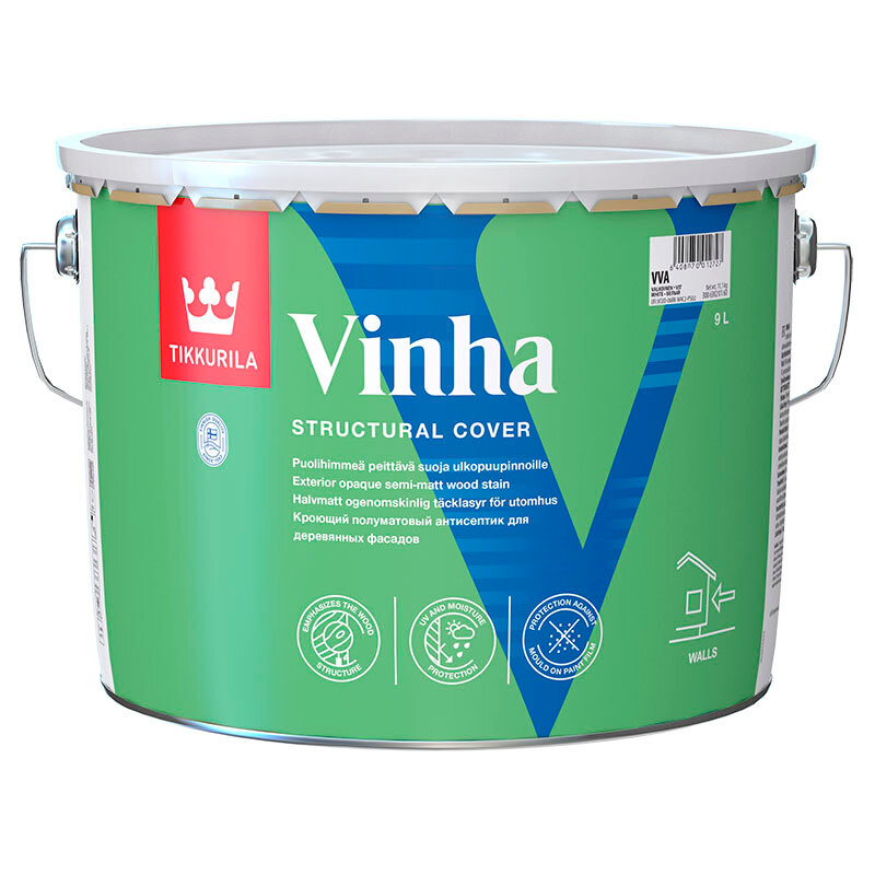 Tikkurila Vinha / Тиккурила Винха кроющий антисептик для древесины водорастворимый База А 9л