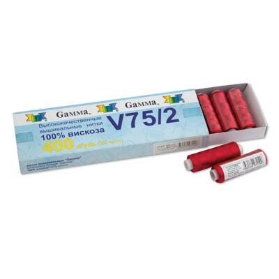 Gamma V75/2-GY63 нитки для вышивания 100% вискоза, длина 365 м для вышивки крестом цвет черный