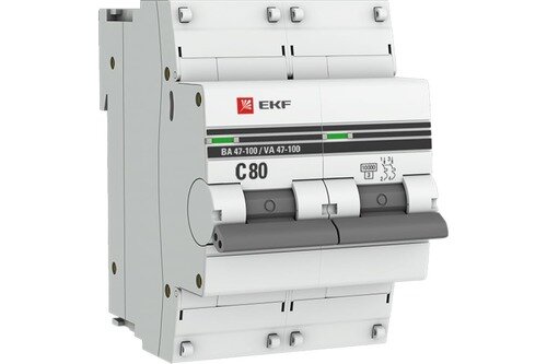 EKF 2P 80А (C) 10kA ВА 47-100