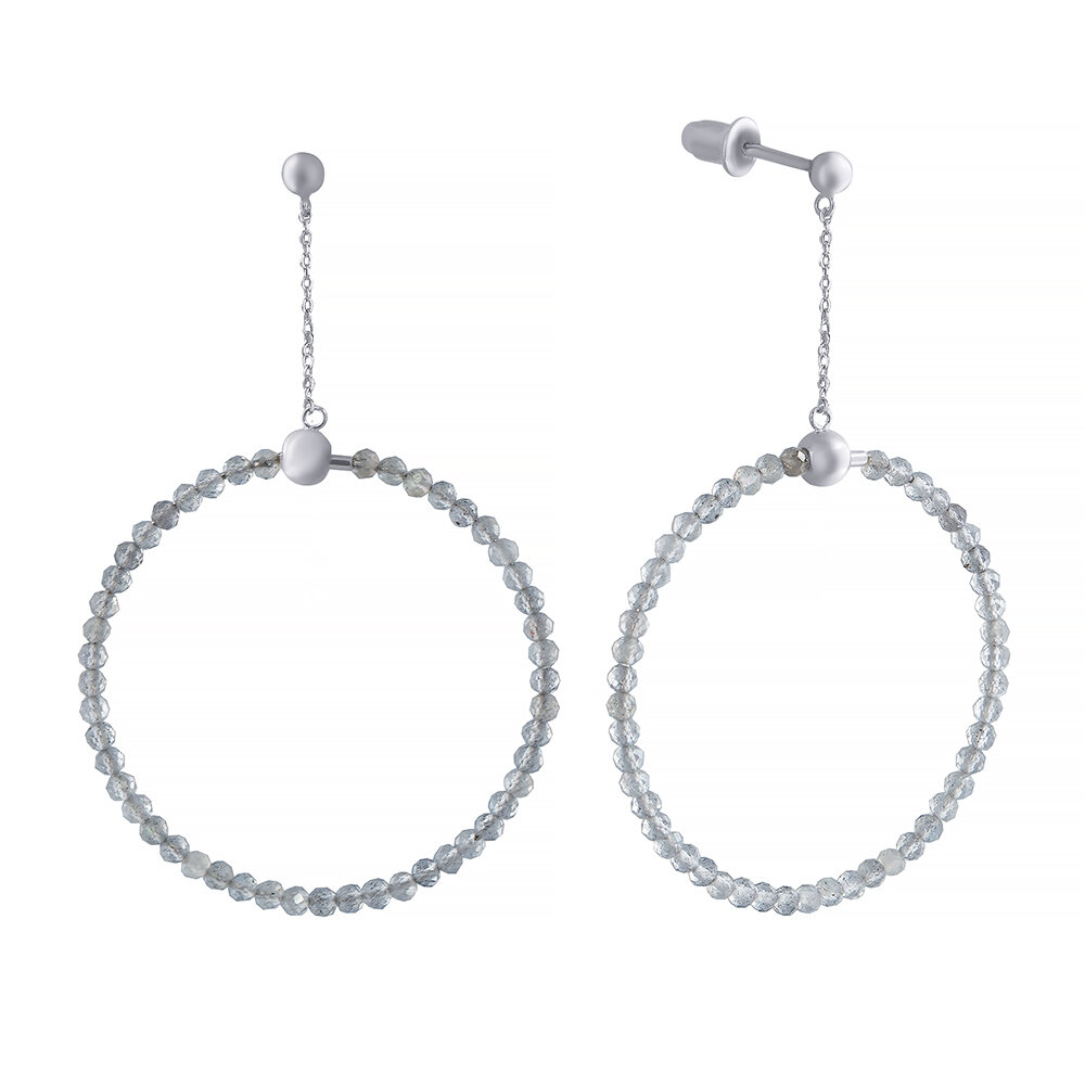 Серьги, серебро, 925 проба, лабрадорит