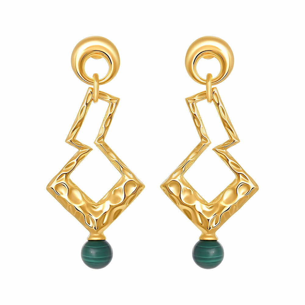 Серьги, серебро, 925 проба, малахит