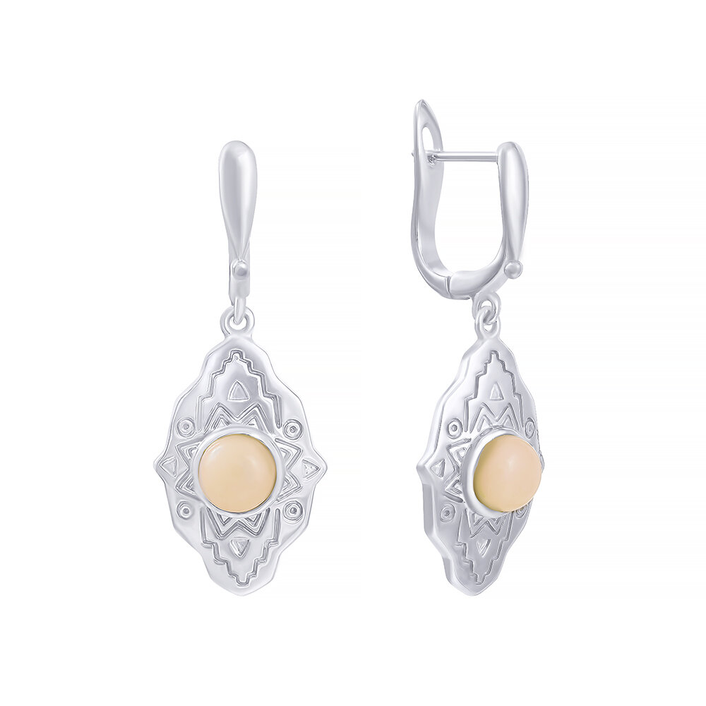 Серьги, серебро, 925 проба, лунный камень