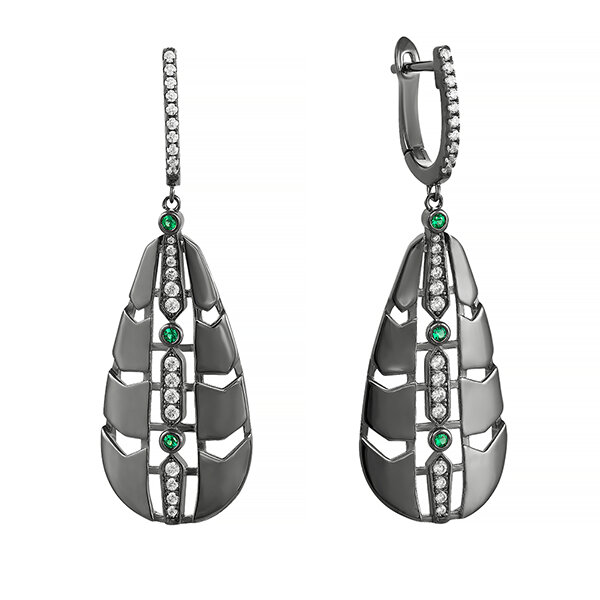 Серьги, серебро, 925 проба, фианит