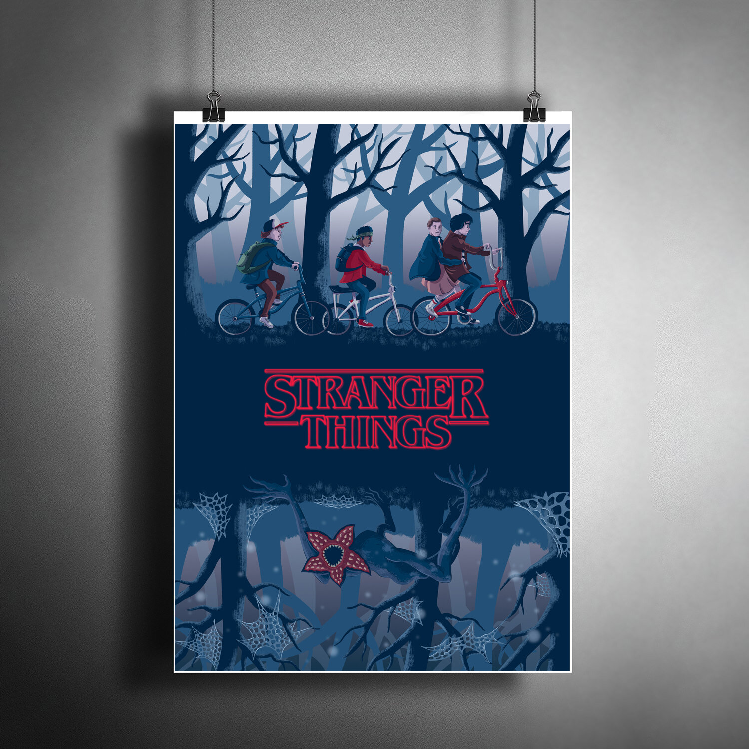 Постер плакат для интерьера "Сериал: Очень странные дела. Stranger Things"/ Декор дома, офиса, комнаты A3 (297 x 420 мм)