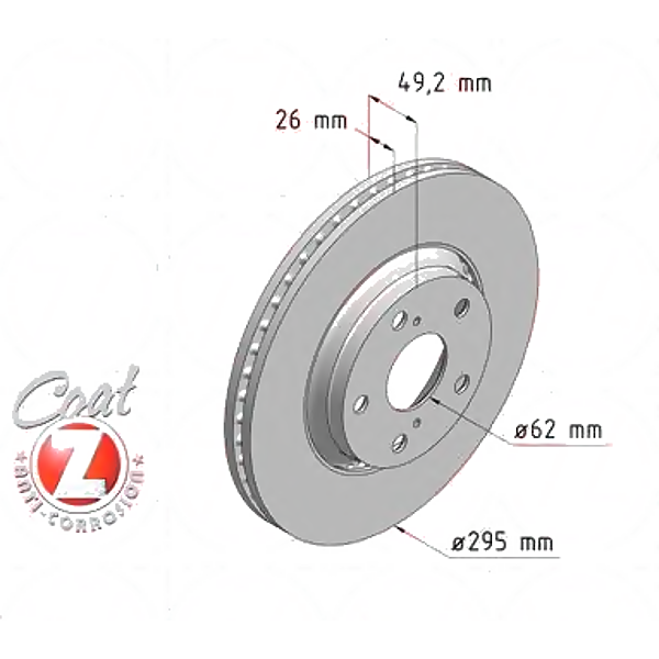 ZIMMERMANN 590.2597.20 (435120F030) диск торм toy auris / Avensis (Авенсис) / verso 1.6 / 1.8 / 2.0 / 2.0d-4d / 2.2d-4d (Комплект 2 штуки)