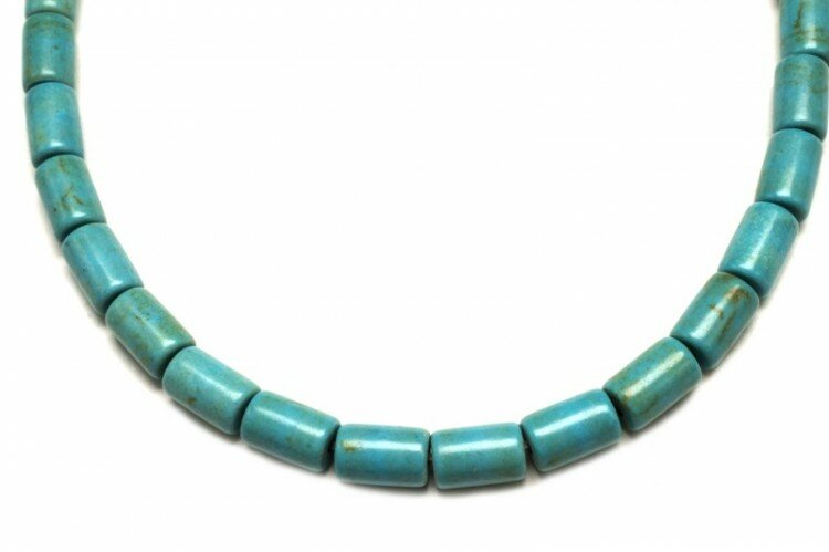 Бусина цилиндрическая Бирюза синтетическая 8х5мм, отверстие 1мм, цвет бирюзовый, 551-016, 1 нить (около 45шт)