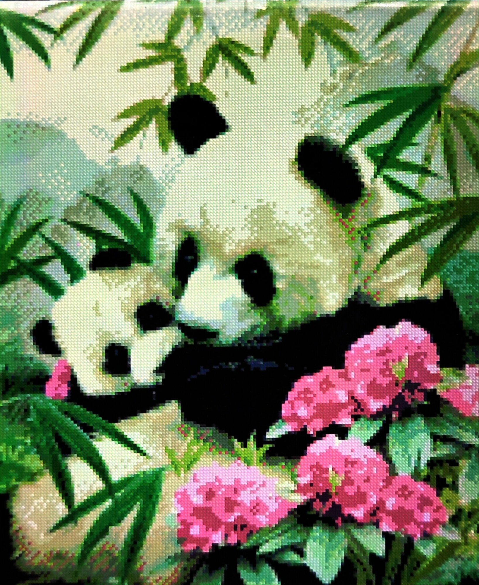 Алмазная мозаика квадратные стразы 40*50 радужная панда, пончик, чёрно-белая, поп-арт, абстракция, животные, саламандра