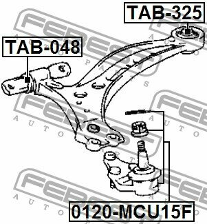 Опора шаровая 0120MCU15F, 0120MCU15F FEBEST 0120-MCU15F