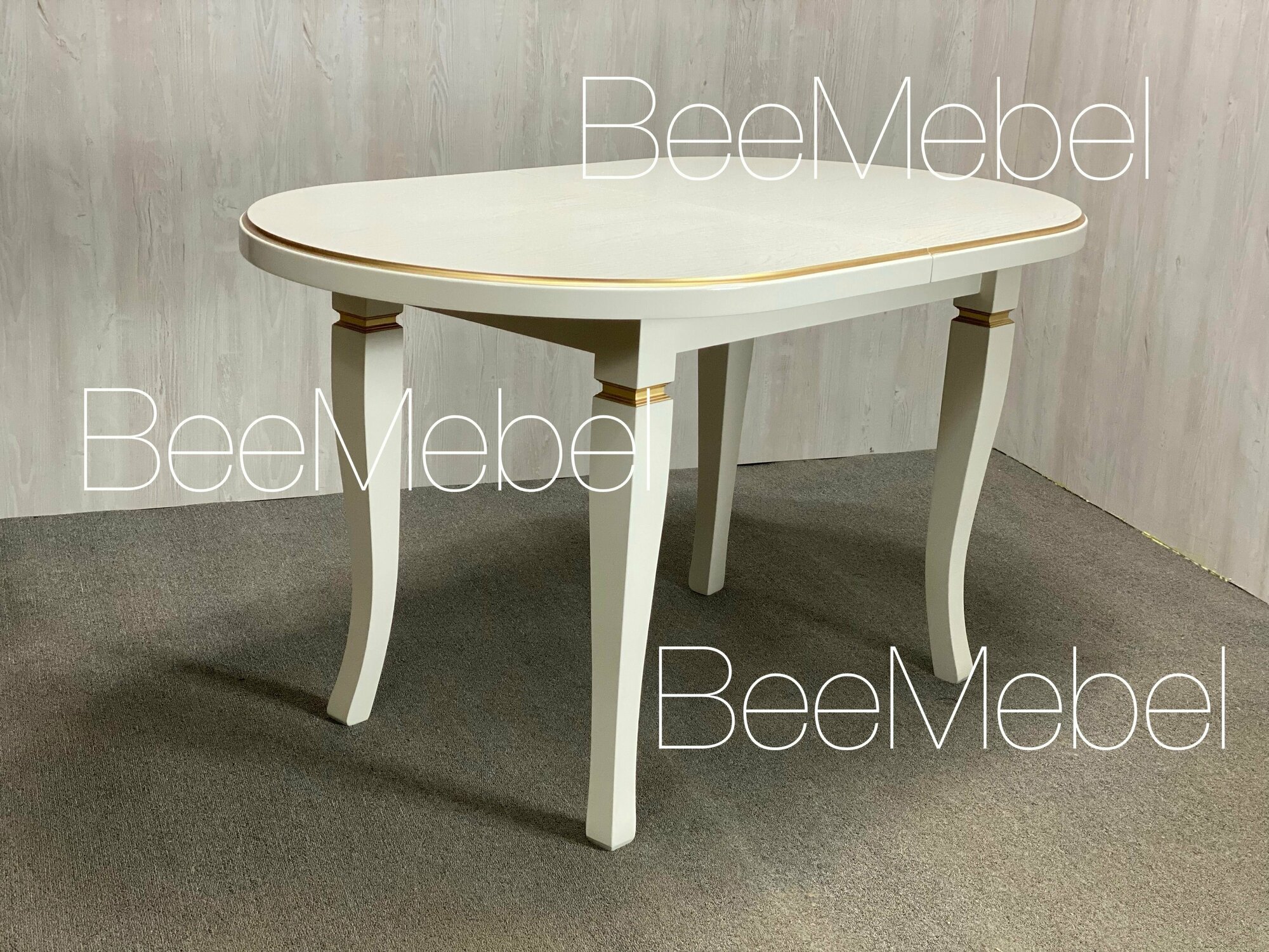 Обеденный стол, МДФ, ножки массив бука, цвет слоновая кость, 140х80 раздвижной + 40см.