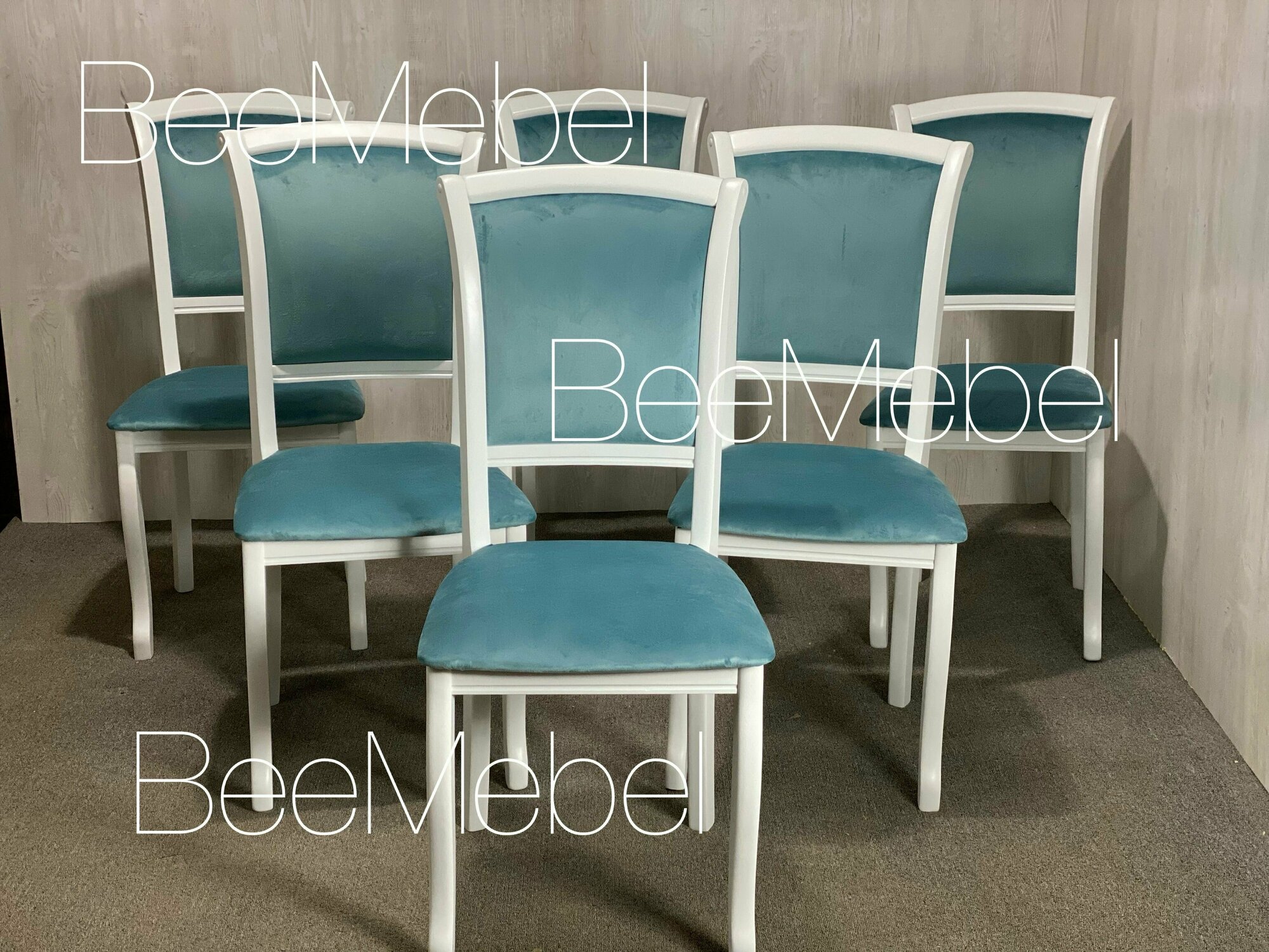 Комплект стульев "Кабриоль", массив бука, с мягкой обивкой из велюра, 6 штук, белый