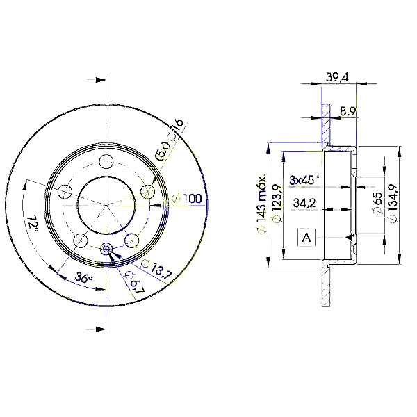 ICER 78BD5601-2 (1J0615601 / 1J0615601C / 1J0615601N) диск тормозной