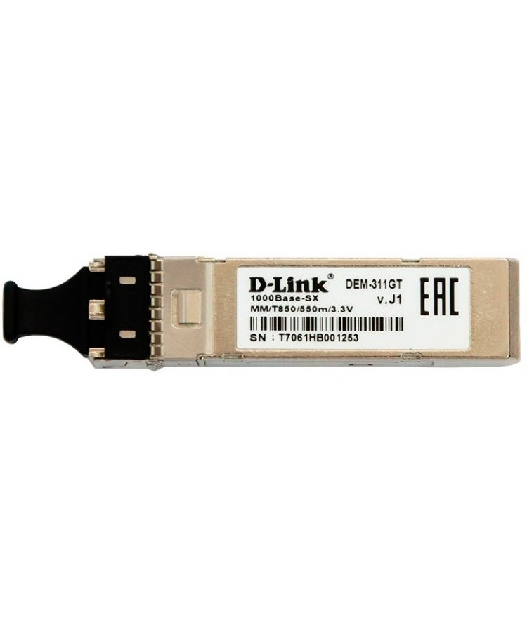 D-Link 311GT/A1A SFP-трансивер с 1 портом 1000Base-SX для многомодового оптического кабеля (до 550 м, разъем Duplex LC)