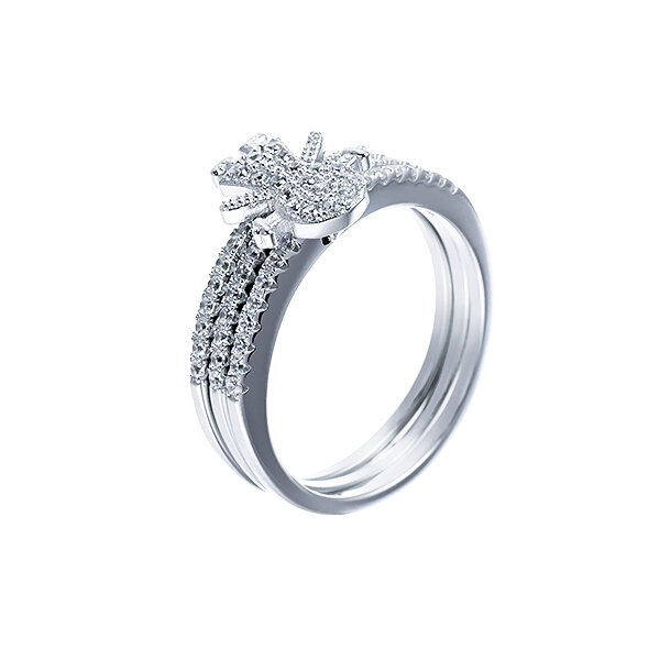 Кольцо, серебро, 925 проба, фианит