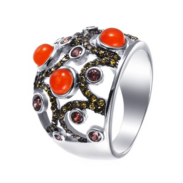 Кольцо, серебро, 925 проба, агат