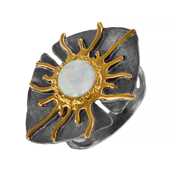 Кольцо, серебро, 925 проба, опал