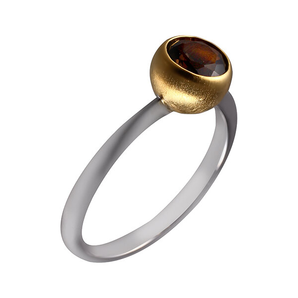 Кольцо, серебро, 925 проба, раухтопаз