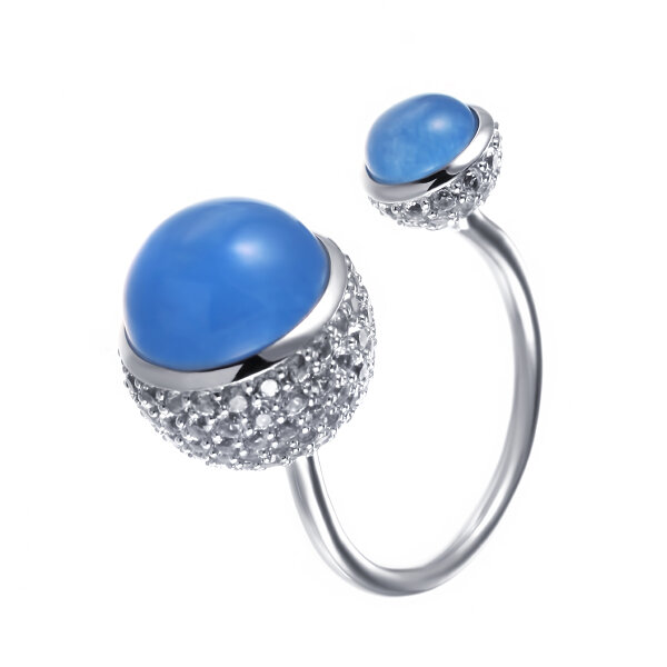 Кольцо, серебро, 925 проба, халцедон