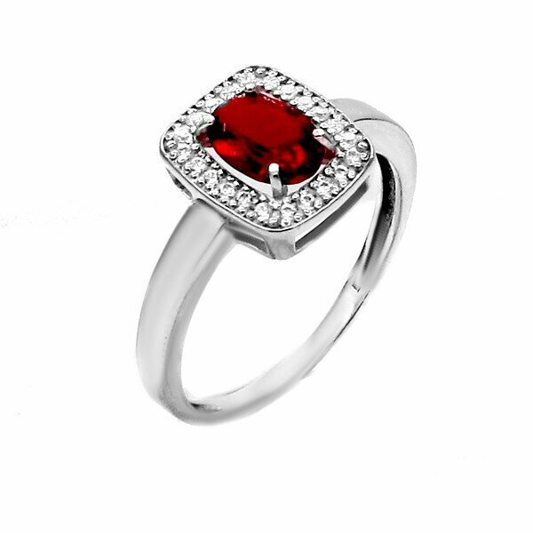 Кольцо, серебро, 925 проба, родирование, фианит, кристалл