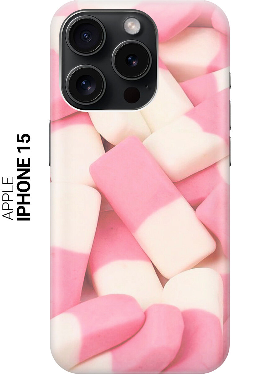 Силиконовый чехол на Apple iPhone 15 Pro / Эпл Айфон 15 Про с рисунком "Бело-розовые мармеладки"