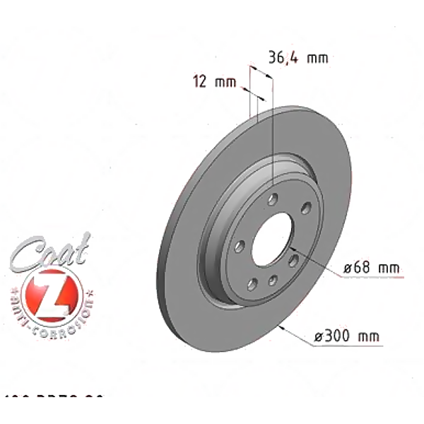 ZIMMERMANN 100.3379.20 диск тормозной задн. 300x12 / 36-5x112 \ Audi (Ауди) a4 / a5 / s5 / a6 / a7 / a8 / q5