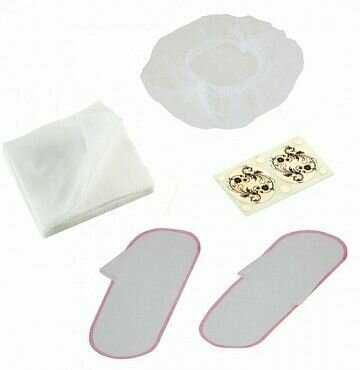 Комплект женский для солярия № 1 стикини, шапочка, тапочки, салфетки