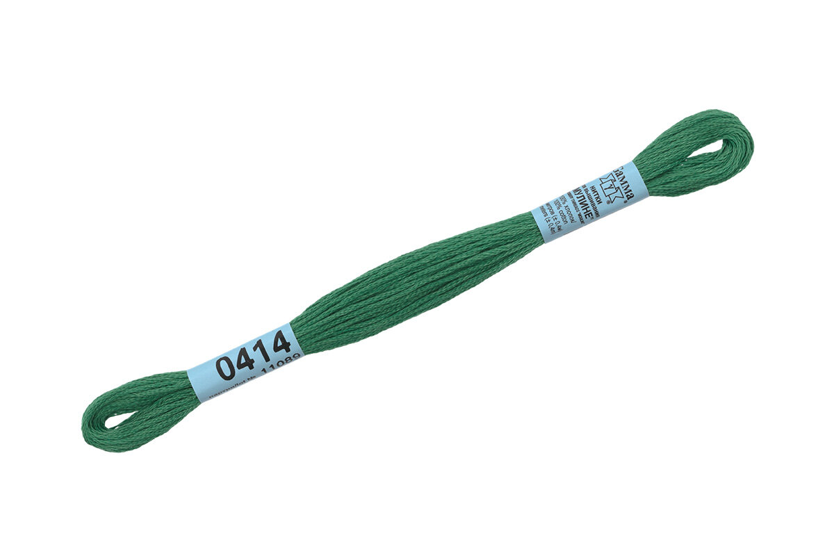 Мулине GAMMA нитки для вышивания 8м. 0414 зеленый, 1 штука.