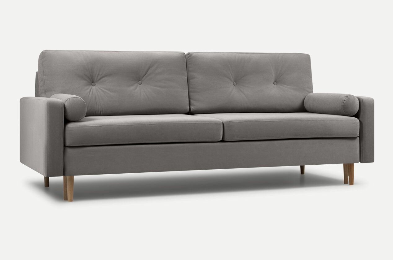 Диван прямой раскладной Divan.ru Динс Велюр Серый 218х95х90 см, спальное место 195х144 см, велюр, тёмно-серый