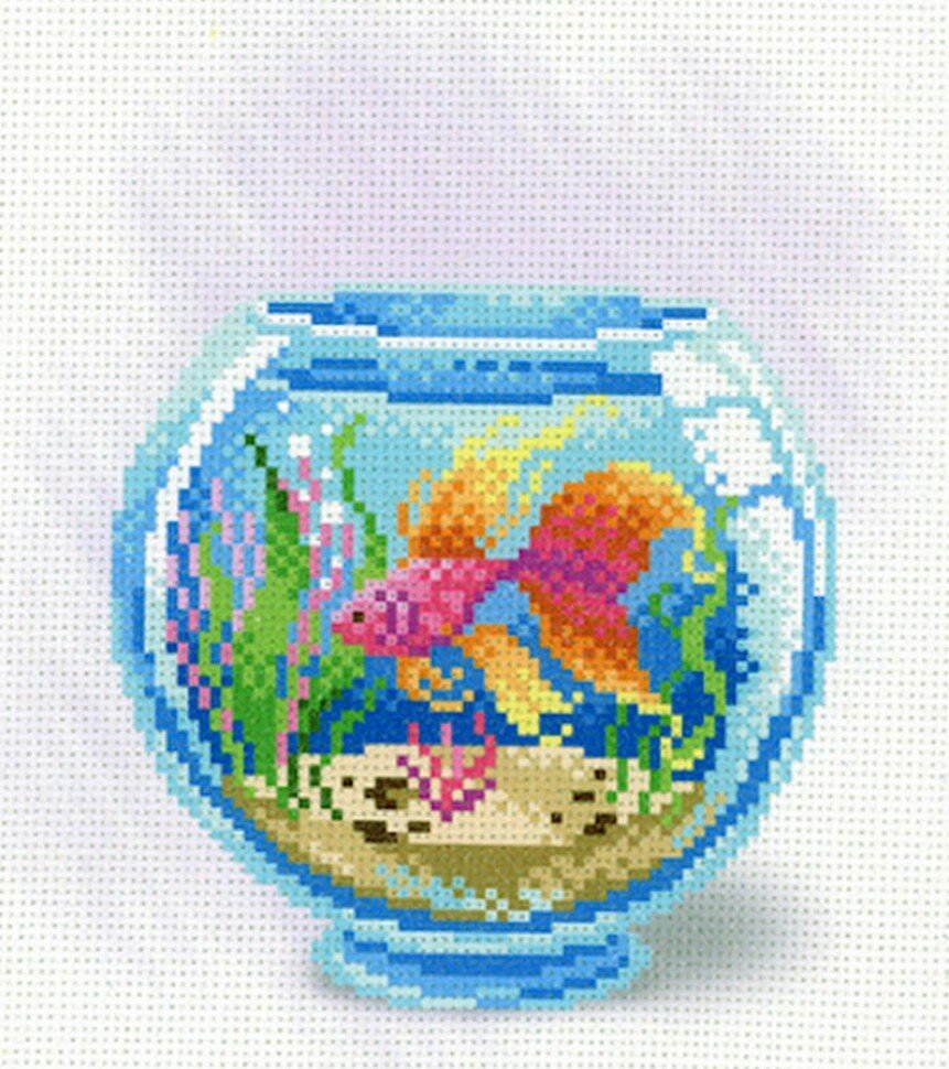 Канва с рисунком для вышивания М. П. Студия СК-104 Взгляд золотой рыбки, 14 x 16 см (Нитки в в комплект не входят.)