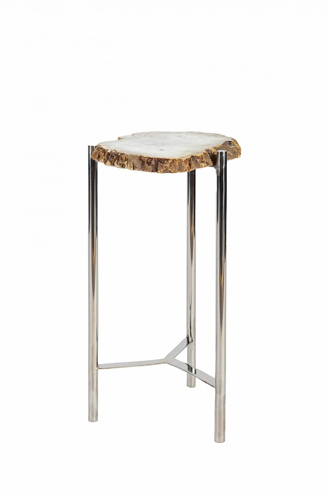 Кофейный столик "Pure Agate", современный стиль, натуральный агат, серебристый