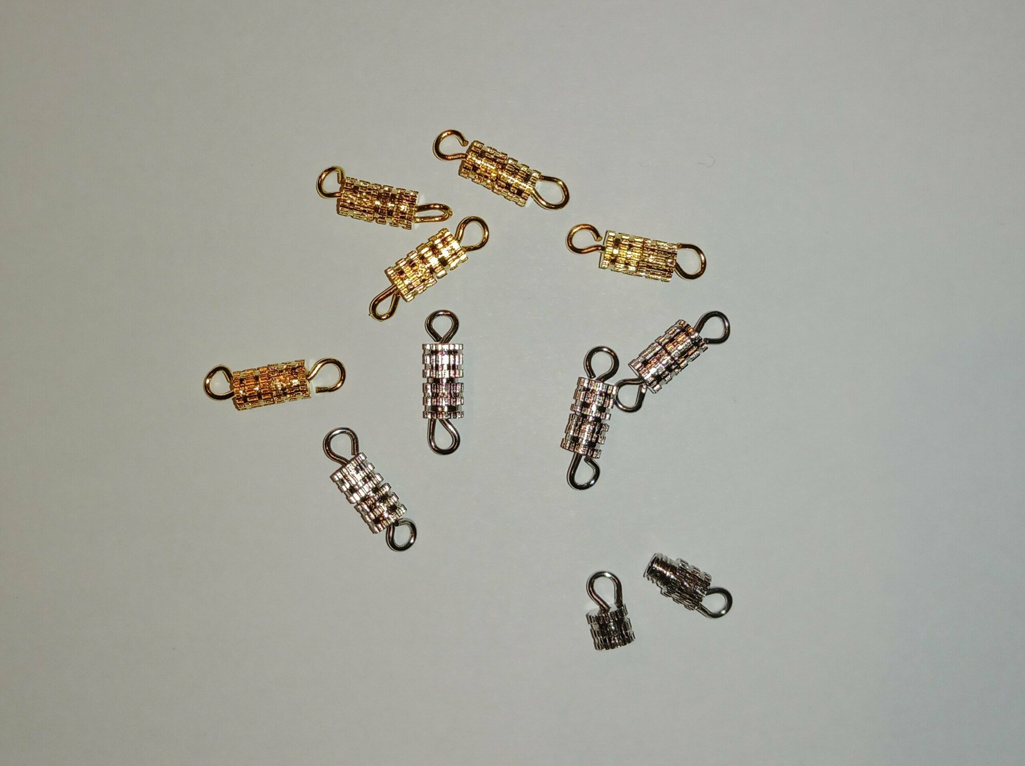 Комплект замков винтовых для бус и браслетов, цвет золото и серебро, 10 шт, 7*4