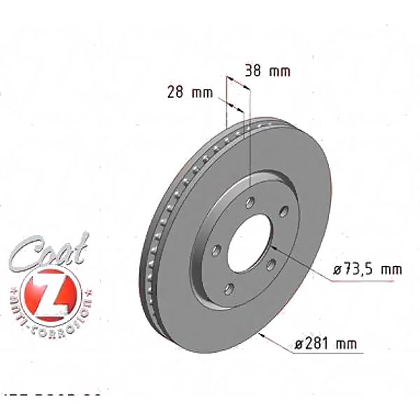 ZIMMERMANN 155.3903.20 (4721820AC / 4721820AF / 4721820AG) диск торм chr Voyager (Вояджер) / dodge caravan 2.4-3.8