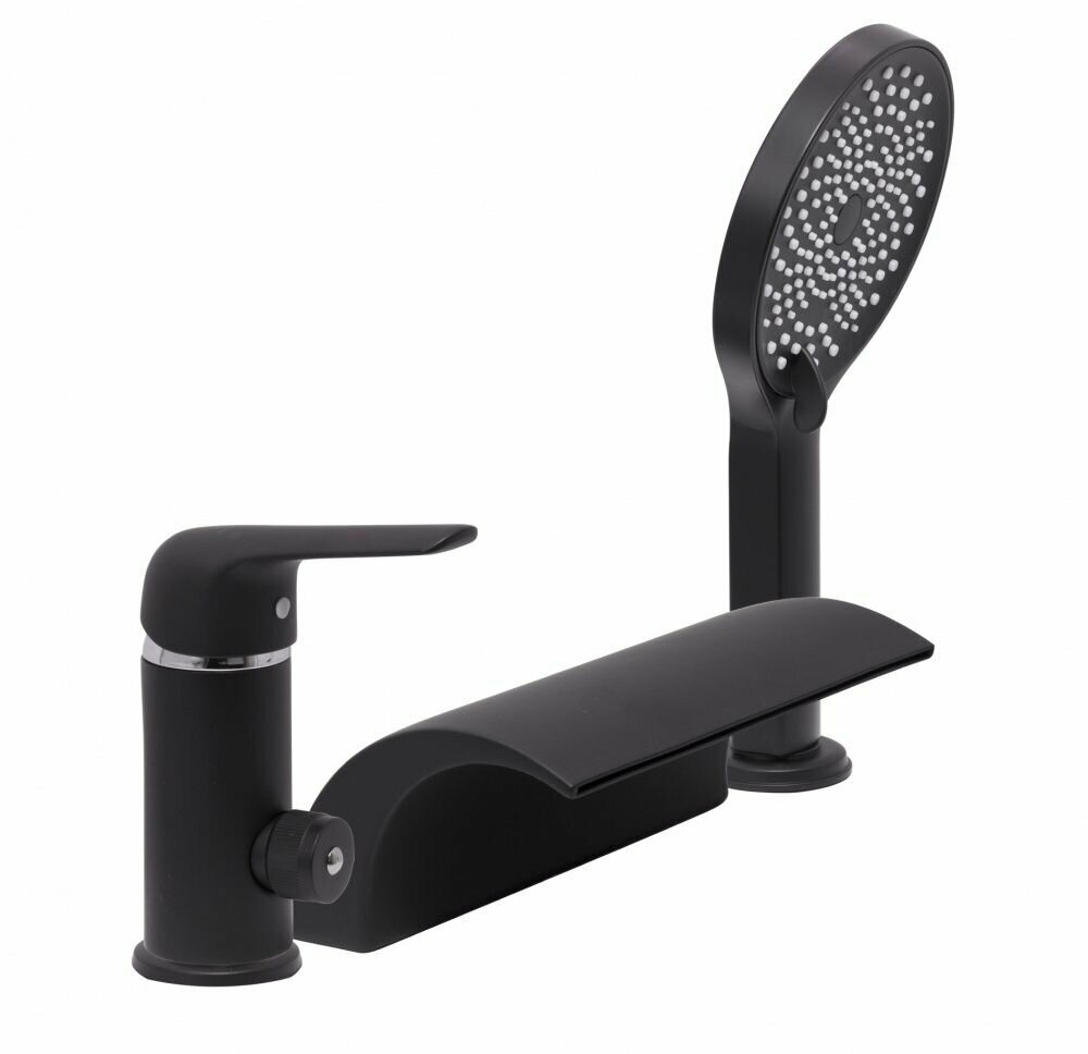 GZ24033С Смеситель на борт ванны с 3-я отверстиями черный