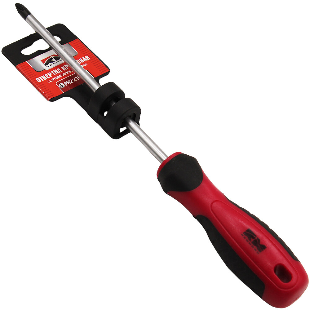 Отвертка крестовая RedMark PH2x150 мм c двухкомпонентной рукояткой
