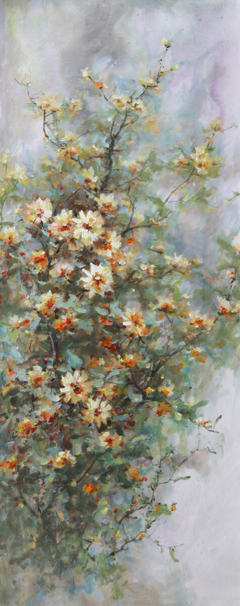 Картина маслом "Весенний сад" 40х100см