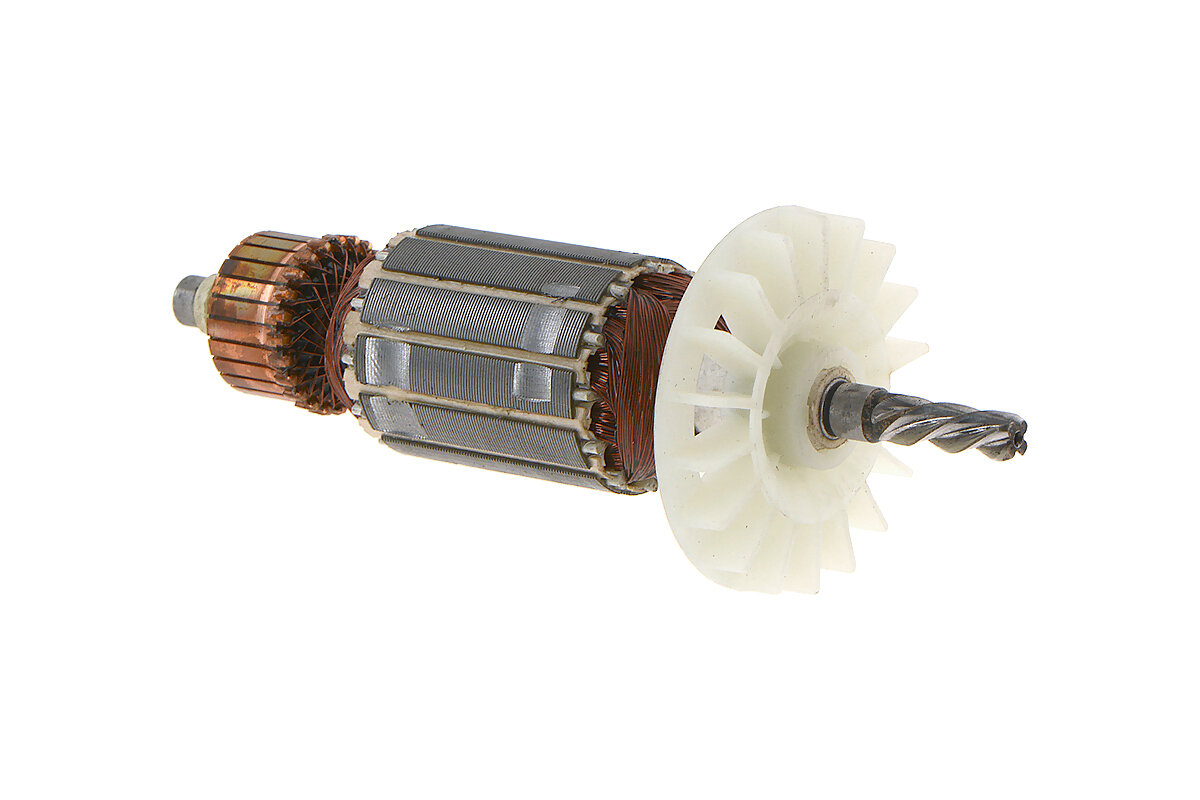 Ротор (Якорь) (L-153 мм, D-35 мм, 4 зуба, наклон влево) для дрели ИНТЕРСКОЛ ДУ-13/650ЭР (s/n 55.****), ДУ-650ЭР