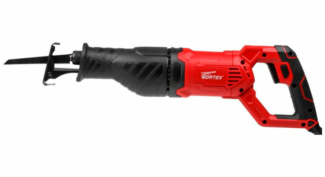 Сабельная пила Wortex SR 2313 E, в коробке, 2 пильных полотна, 1100 Вт, ход пилки 28 мм, дерево до 230 мм, металл до 30 мм, пластик до 60 мм (SR2313E028)